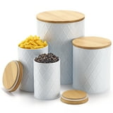 Kazozobi White Kitchen Canisters Set, Airtight Sugar, Flour, Coffee ...