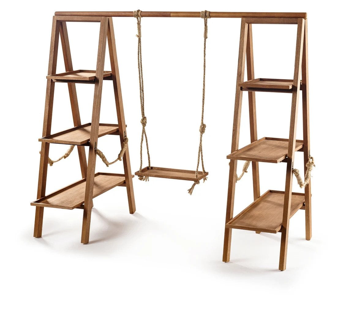 Sprightly Large Double Tiered Serving Station with Three Swing Dishes ...