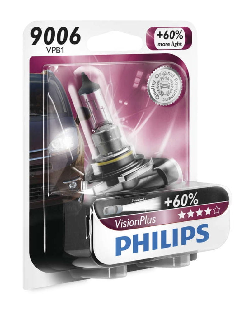 Philips Vision Plus 9006 60% More Light 3300K 12V 55W Car Headlight ...