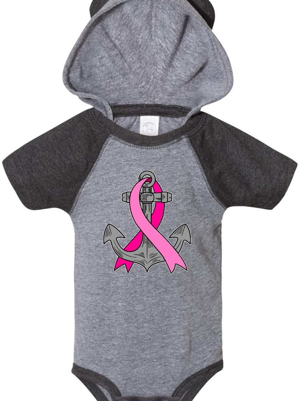 Inktastic Breast Cancer Awareness Anchor with Pink Ribbon Gift Baby Boy or Baby Girl Bodysuit ...