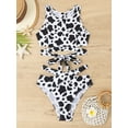 Cadmus Womens High Neck Swimsuit Bikini Set Cow Print Criss Cross Wrap ...