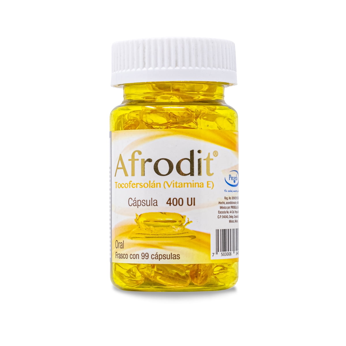 AFRODIT TOCOFERSOLÁN (VITAMINA E) CÁPSULA 400 UI FRASCO 99 CAPS | Bodega Aurrera en línea