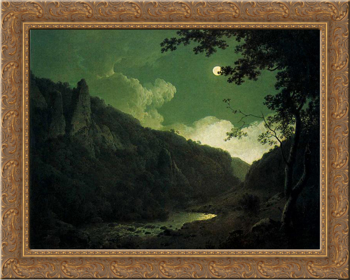 Dovedale by Moonlight 24x20 Gold Ornate Wood Framed Canvas Art by ...