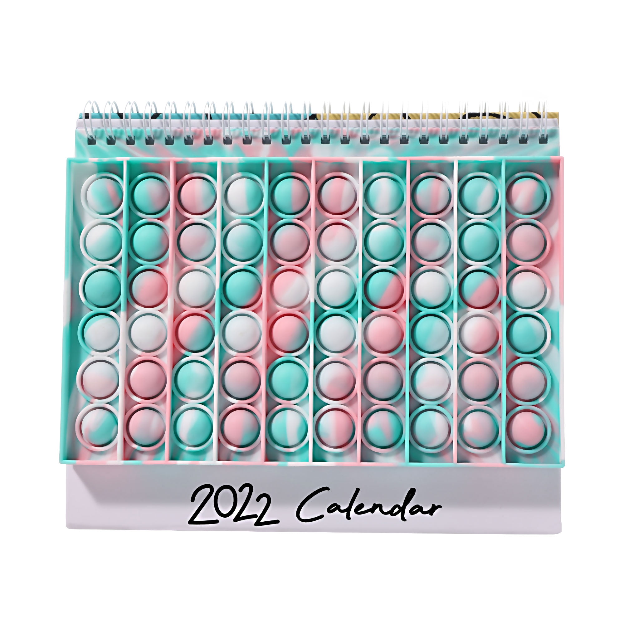 JINSIJU Fidget Desk Calendars 2022,Rainbow Pop-On-It Standing Flip ...