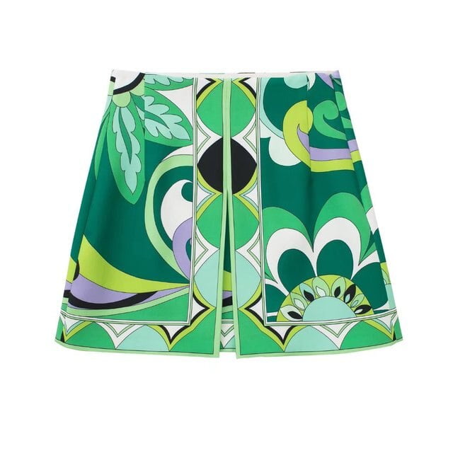 Click here for Maiding Traf Green Print Short Skirt Women Retro H... prices