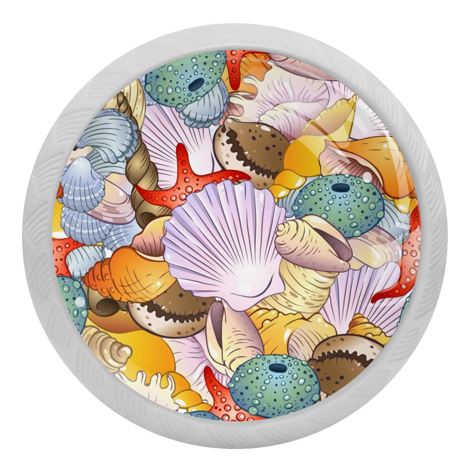 4PCS Round Sea Shells Cabinet Fluorescence Knob Glowing in the Dark ...