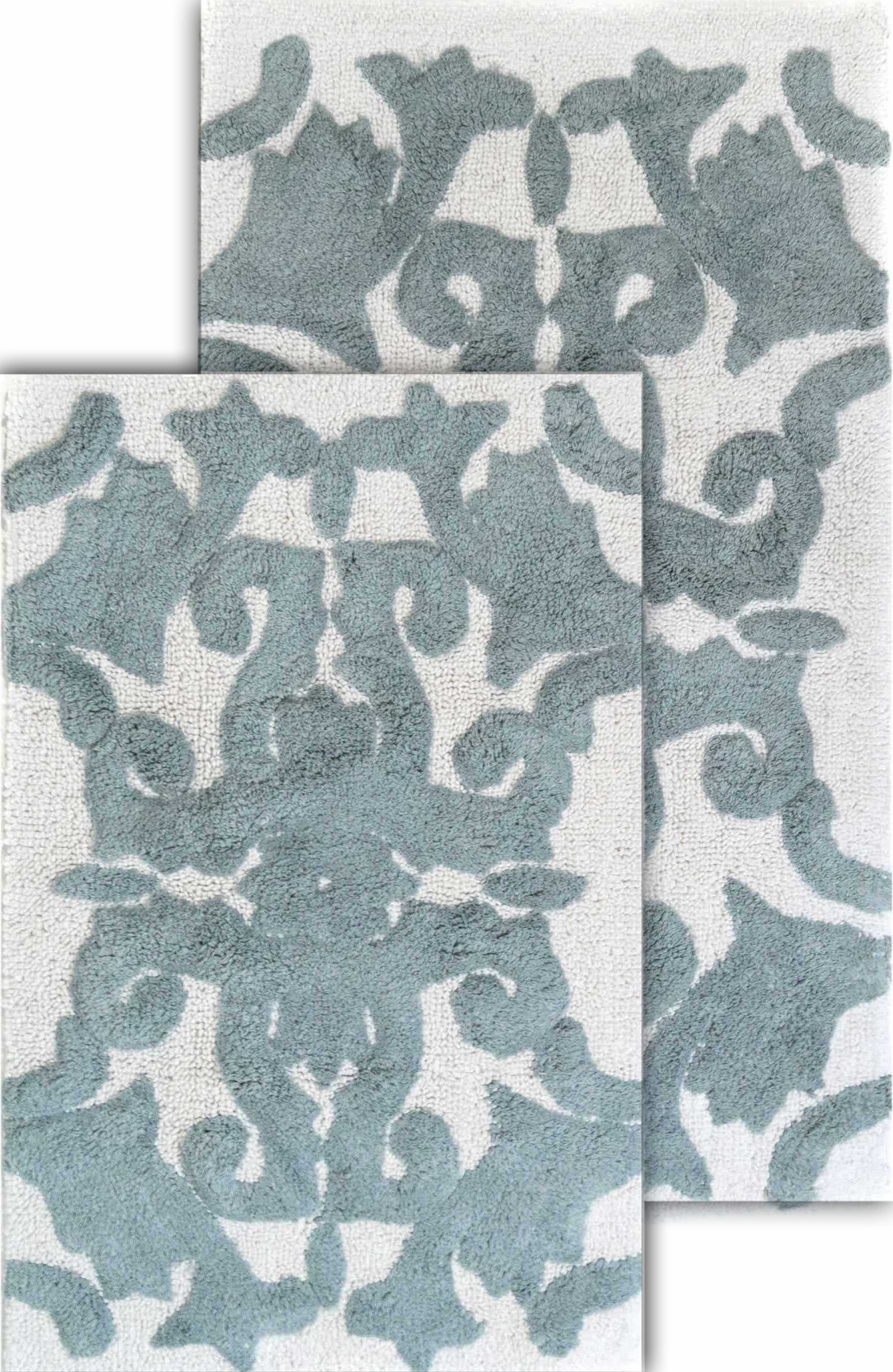 Chesapeake Iron Gate 2pc White & Grey Scroll Bath Rug Set (20"x32" & 23 ...