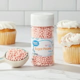 Great Value Pink Sugar Pearls 2.95 oz Edible Dessert Toppings for Cakes ...