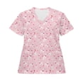 Binienty Valentine Dog Heart Pattern Short Sleeve Scrub Top for Women ...