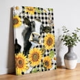 Cow Sunflower Canvas Wall Art for Living Room, Farmhouse White Yellow ...