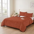 Brick Red Solid 3 Piece Quilt Bedding Set with 2 Pillow Shams ...