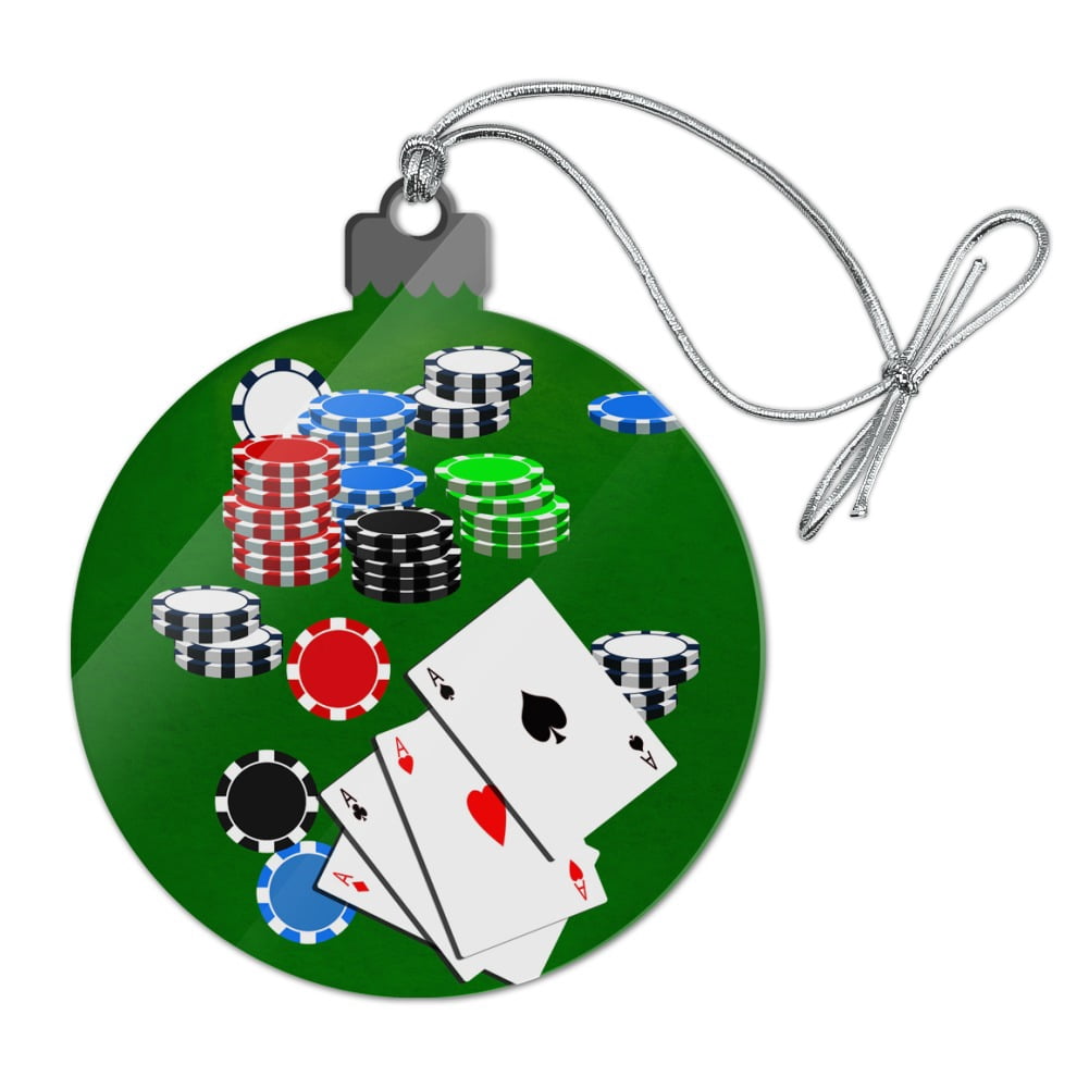 Poker Aces Cards Chips Gambling Acrylic Christmas Tree Holiday Ornament ...