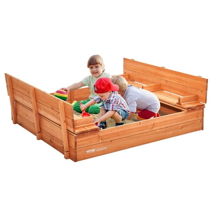 VEVOR Wooden Sandbox Sand Box Sand Pit with Bottom Liner for Outdoor ...