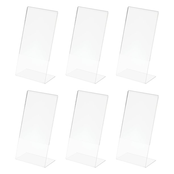 Slant Back Acrylic Sign Holder, 7.9 x 3.9 Inch Clear Sign Display ...