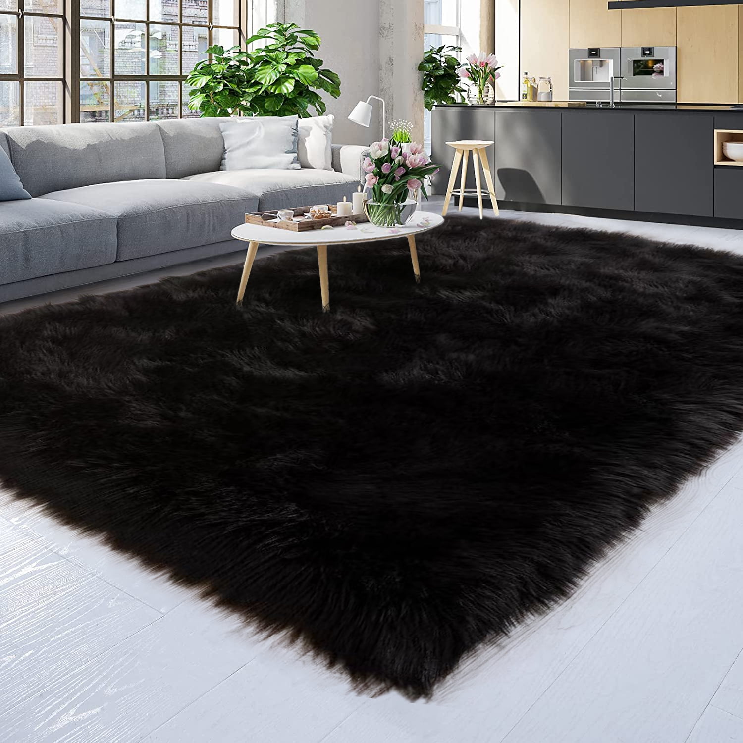 Latepis Shag Rugs 8x10, Faux Fur Sheepskin Rug for Living Room, Fluffy ...