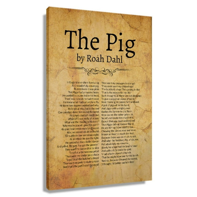 The Pig Poem Wall Art Roald Dahl Quotes Wall Art Poetry Posters for ...