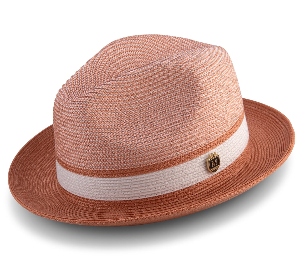 Men's Braided Two Tone Pinch Fedora Hat in Apricot H-22 - Walmart.com