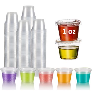 Clear Plastic Disposable Gelatin Shot Cups with Lids, 2 fl oz, 25ct ...