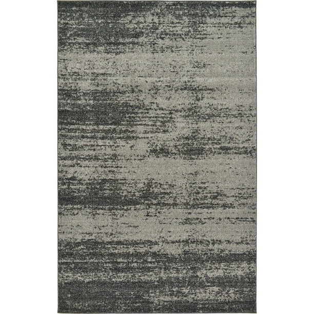 5' x 8' Gray and Black Solid Rectangular Area Throw Rug - Walmart.com