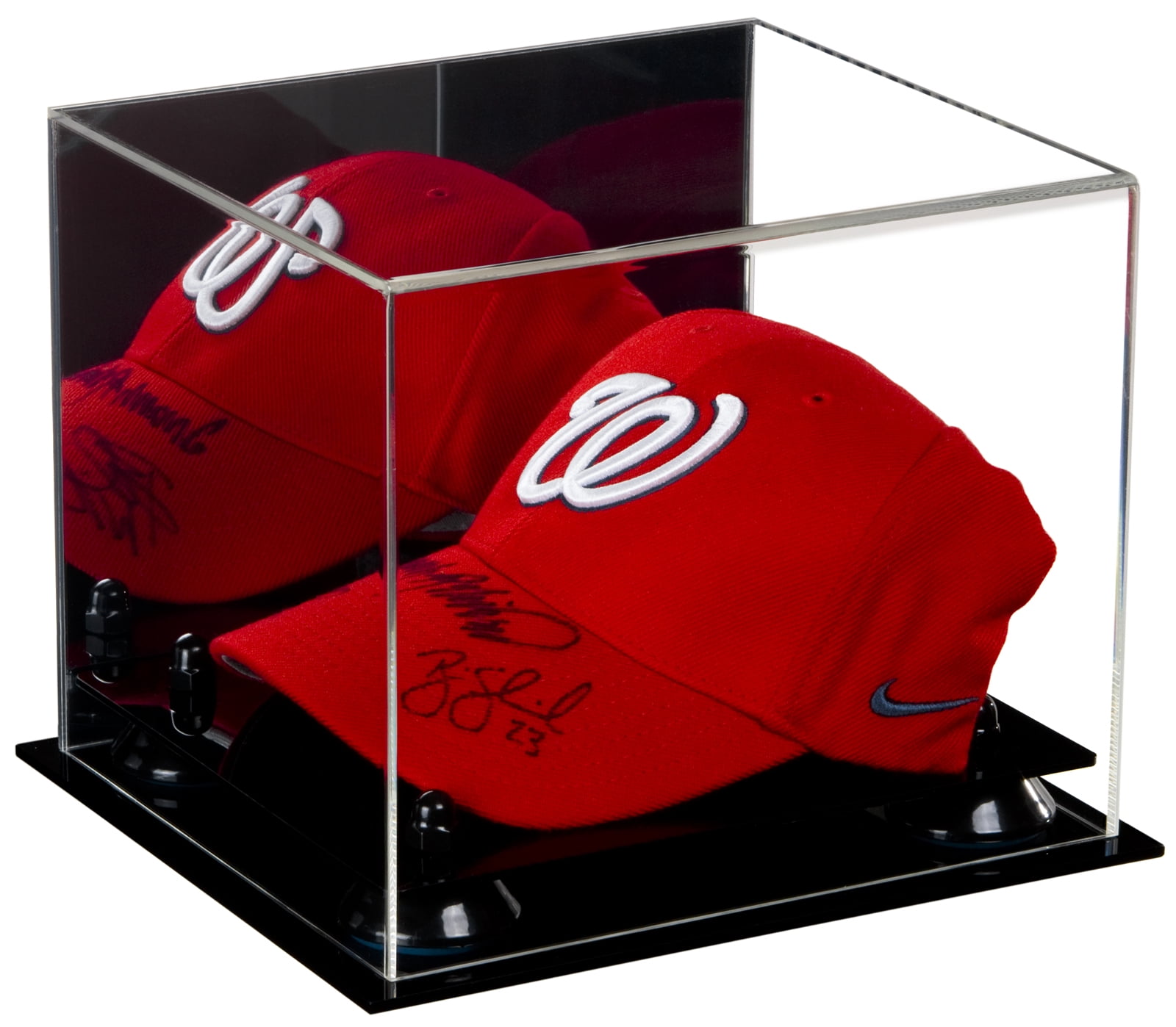 Deluxe Acrylic Baseball Cap Display Case with Black Risers and Mirror ...