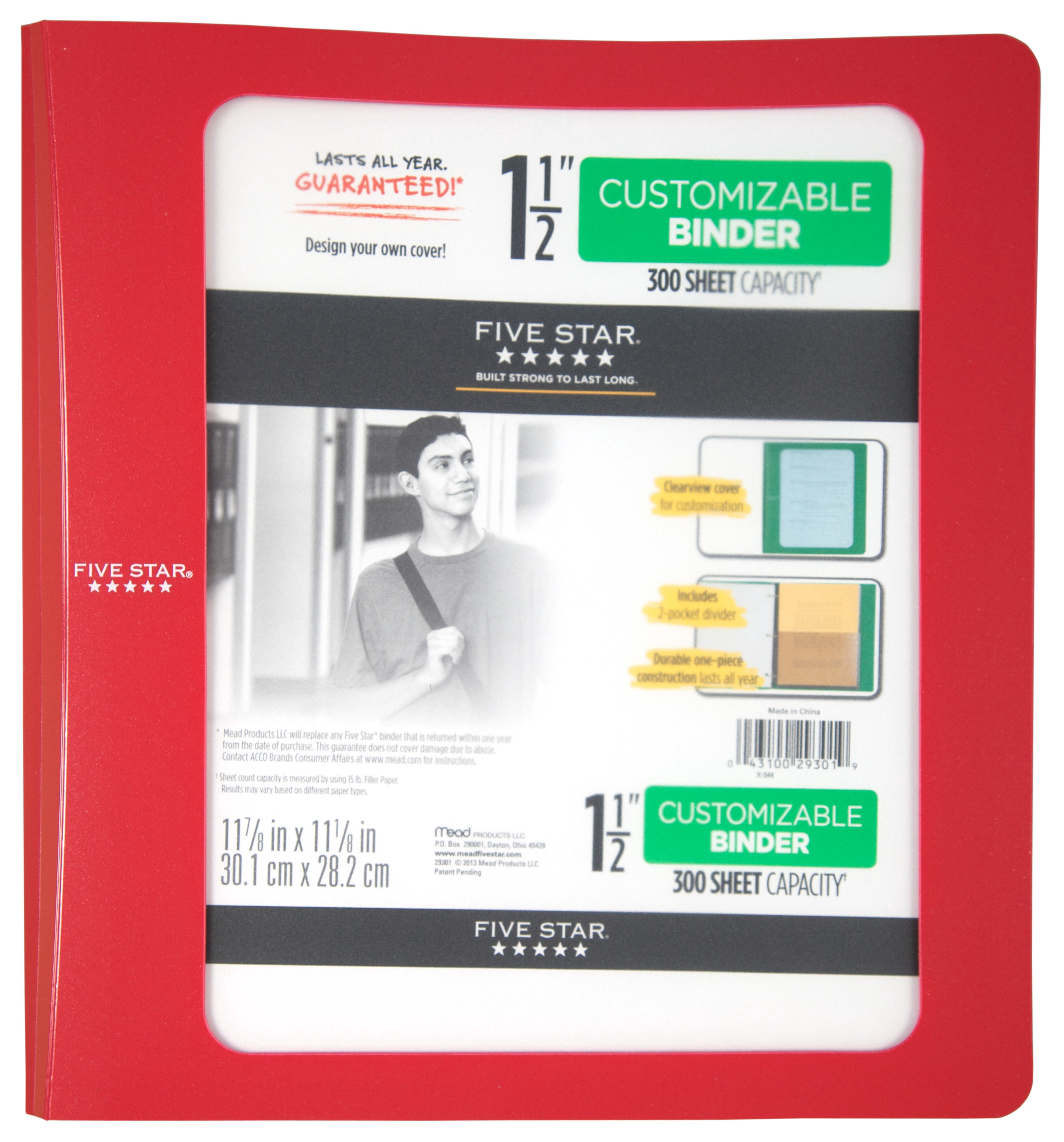 Five Star1 1/2"PlasticBinder Red - Walmart.com