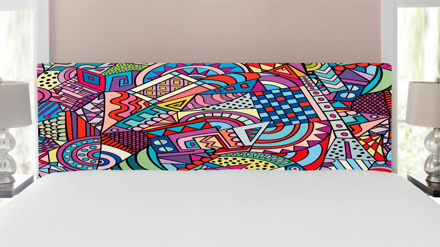 Psychedelic Headboard, Colorful Funky Art 90's Stained Glass Style ...
