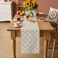 Beige Grey Plaid Table Runner, Minimalist Geometric Interlocking ...