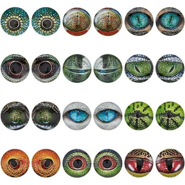 60Pcs 30Styles Dragon Eyes Glass Cabochon Luminous Cat Eyes Glass ...