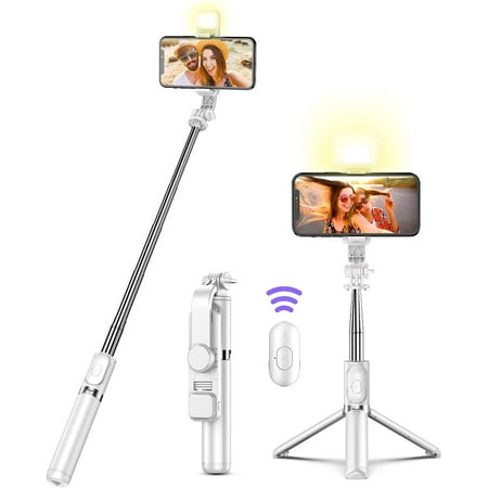 Selfie Stick Tripod with Remote, Extendable Cell Phone Tripods with LED ...
