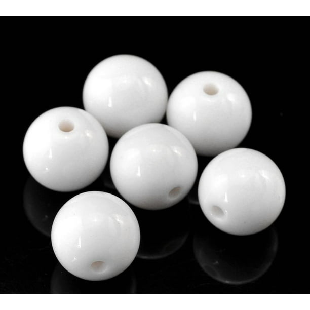 200 Round White Acrylic Beads 14mm Diameter with 2.4mm Hole - Walmart ...