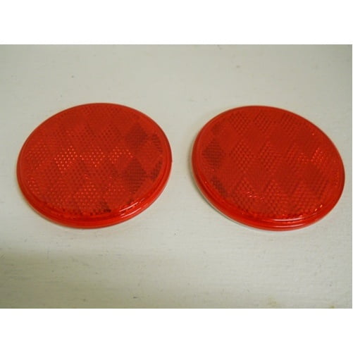 (2) Red 3" Round Truck Semi Trailer Mail Box Reflex Reflectors ...