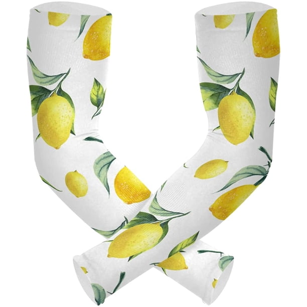 Lemon Arm Sleeves with Thumb Hole UV Sun Protection Breathable Cooling ...