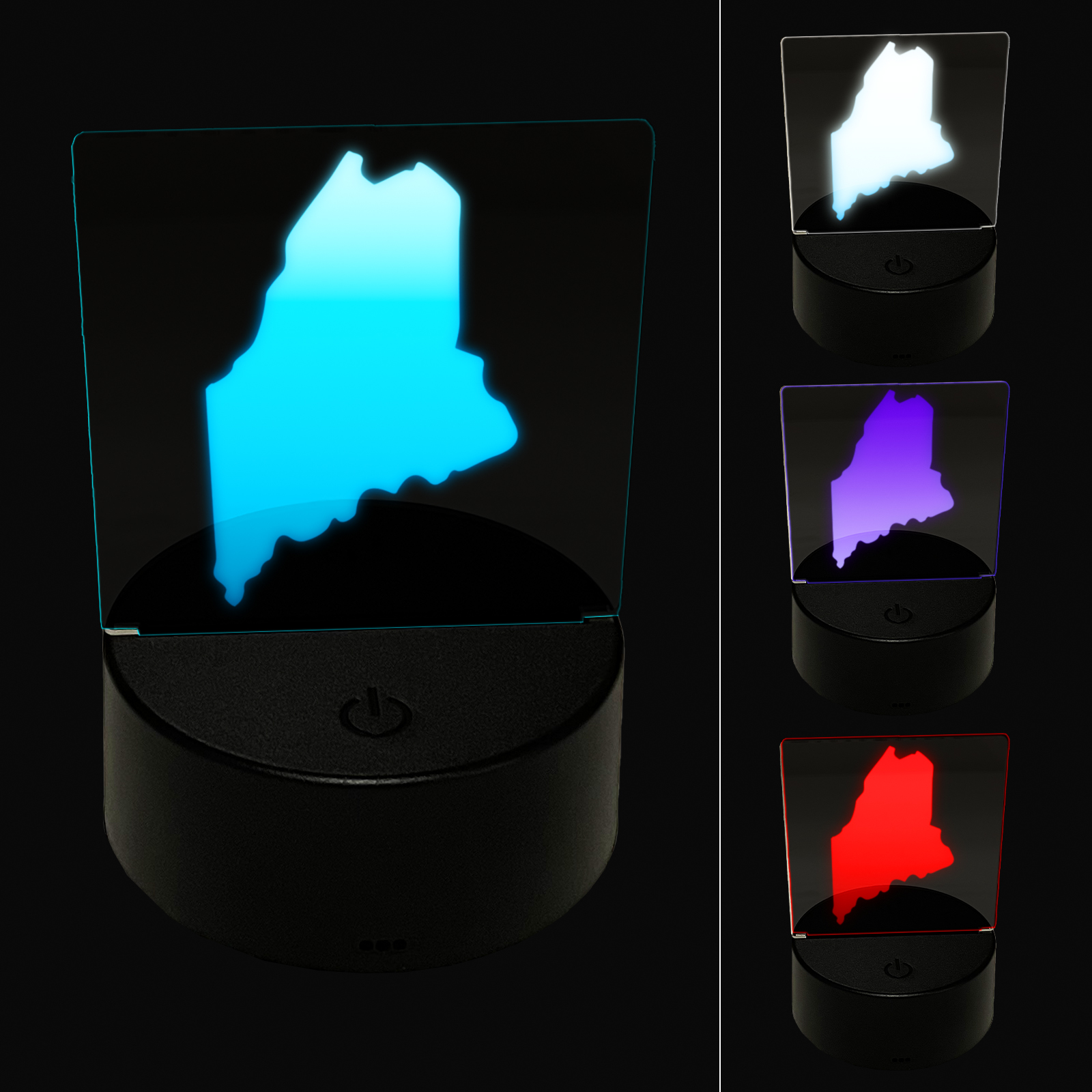 Maine State Silhouette LED Night Light Sign 3D Illusion Desk Nightstand ...