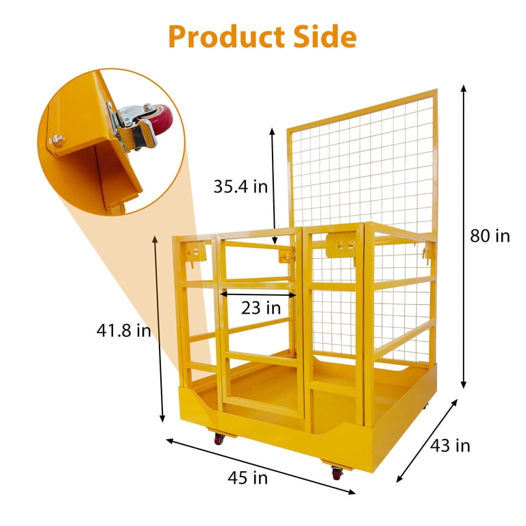 Man Basket Garvee 43x45 Forklift Safety Cage, 1200 LBS Capacity ...