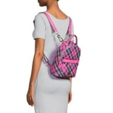Madden NYC Women's Mini Quilted Zip Backpack Pink Plaid - Walmart.com