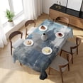 Blue Grey Table Cloth Waterproof Tablecloths, Abstract Art Oil Painting ...