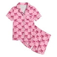 Girls Graphic Print Pajama Set Two Piece Outfit Short Sleeve Button ...