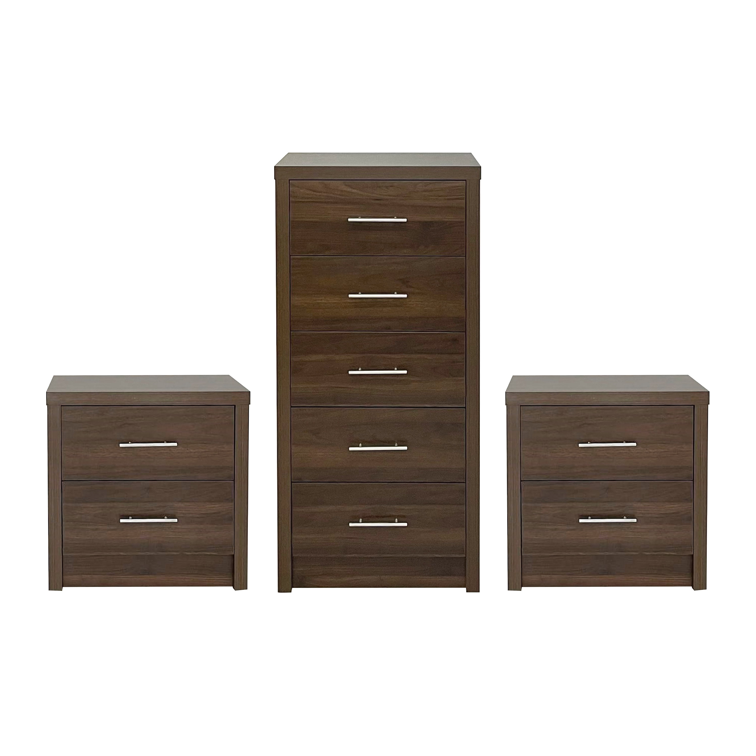 GDF Studio Marlette Modern 3 Piece 5 Drawer Dresser and Nightstand ...