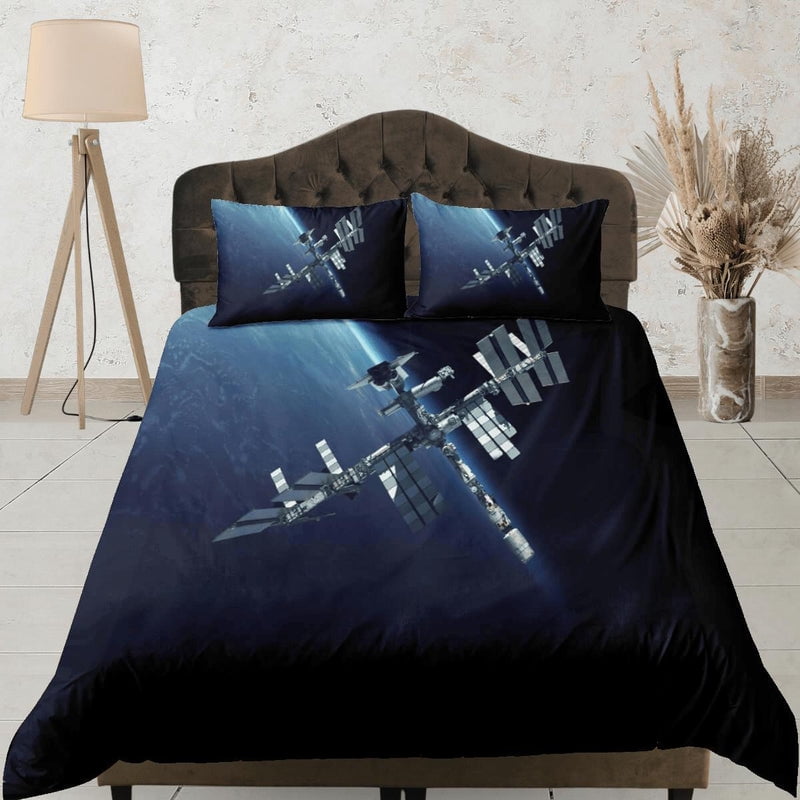 Satellite View Galaxy Bedding, 3D Outer Space Bed Set Full, Cosmic ...