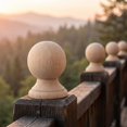 CRILSTYLEO 2 Pcs Beige Round Wood Finials, Decorative Wooden Post Caps ...