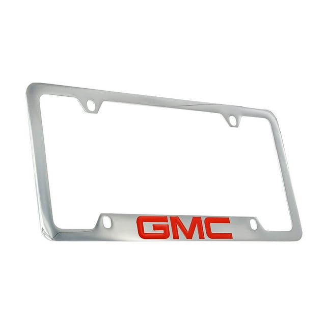 GMC Red Logo Chrome Plated Metal Bottom Engraved License Plate Frame ...