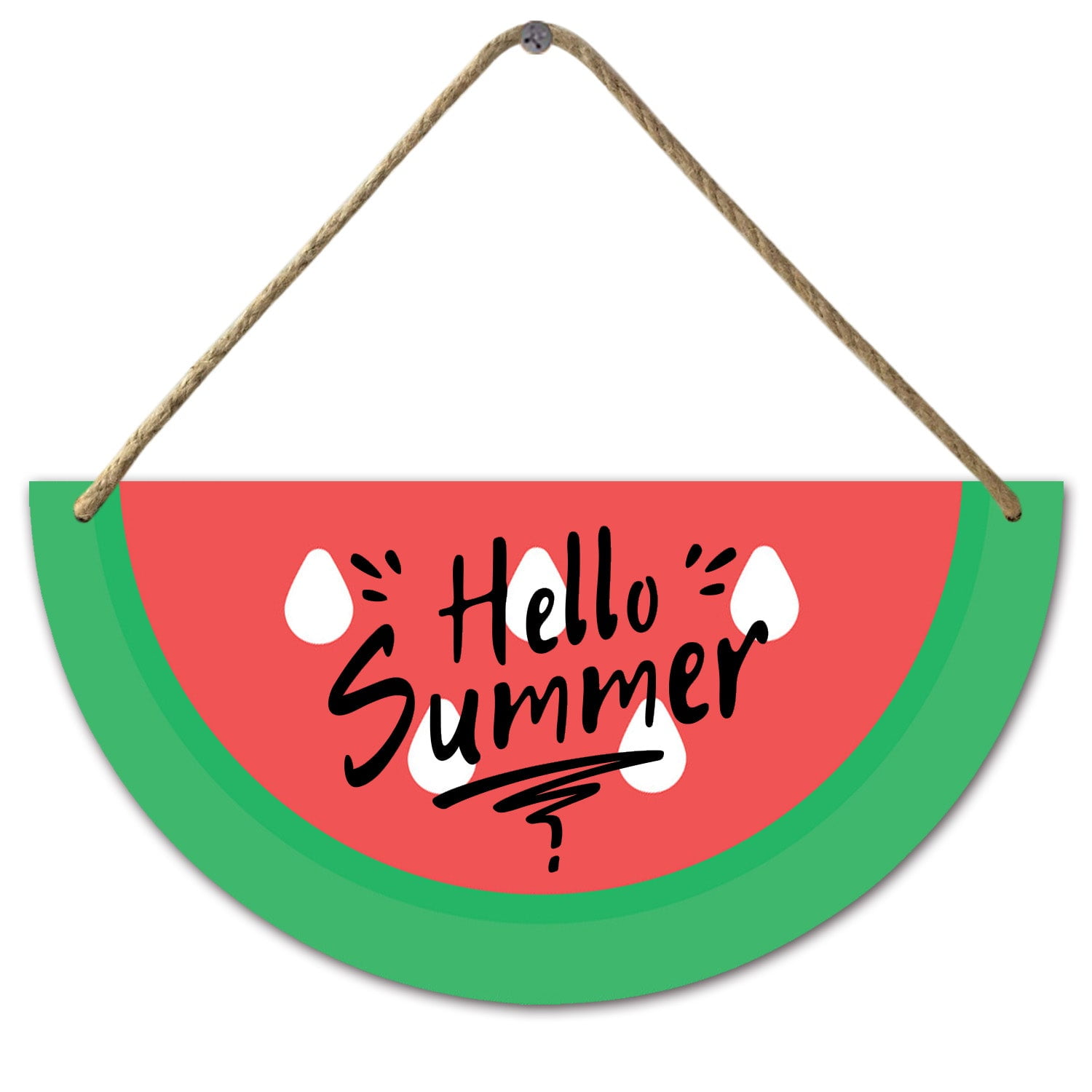 Eveokoki Watermelon Door Sign Hello Summer Door Hanger Wood Front Door