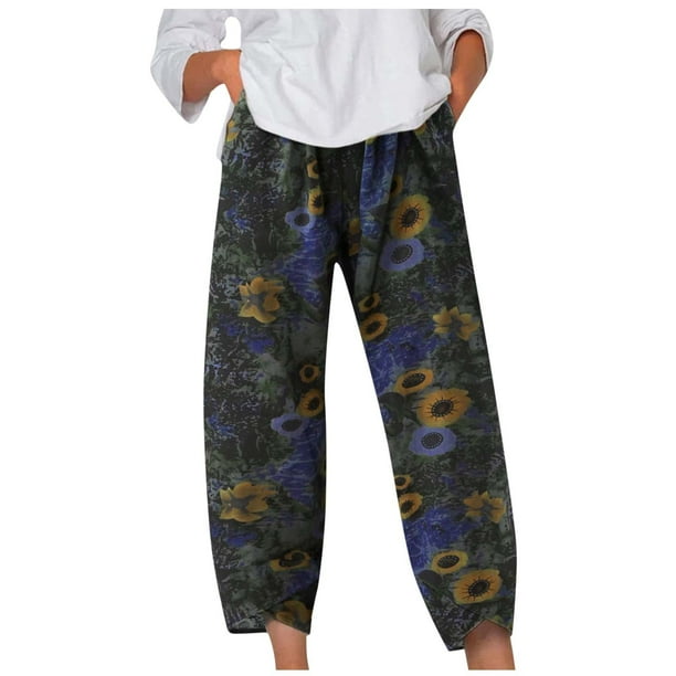 Owordtank Womens Graphic Baggy Palazzo Pants Casual Lounge Plus Size