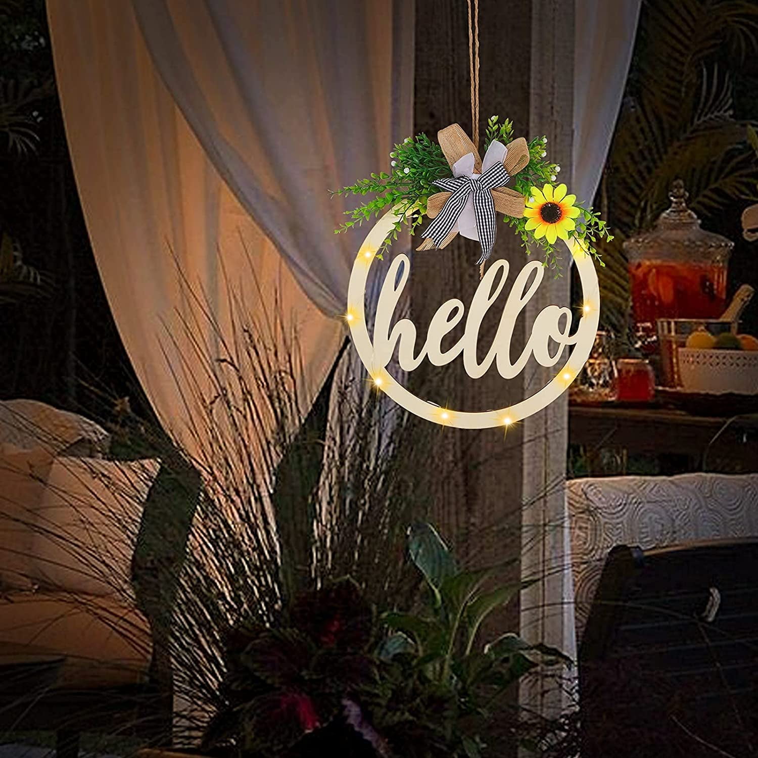 Welcome Sign Hollowed-Out Wooden Hanging Sign for Front Door Outdoor ...