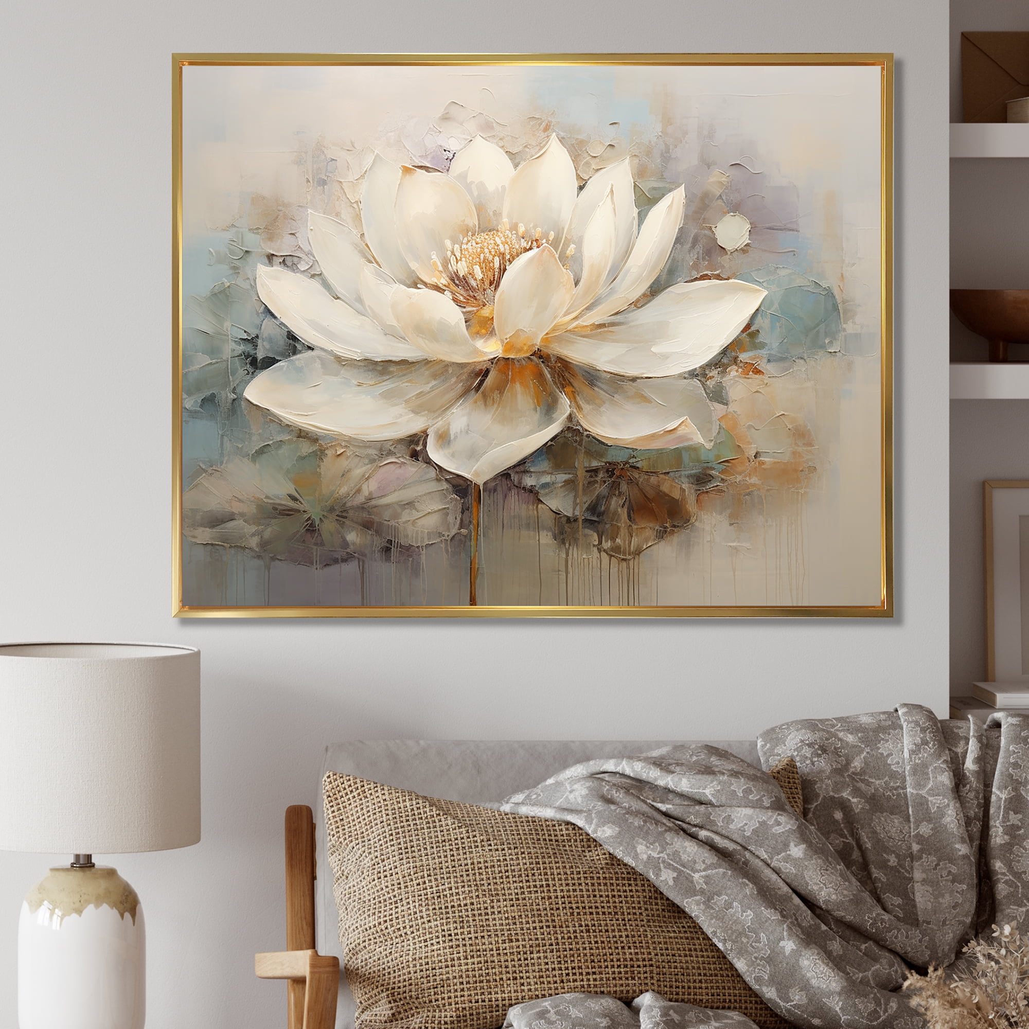 Click here for Designart Lotus Framed Wall Art Decor  Lotus Frame... prices