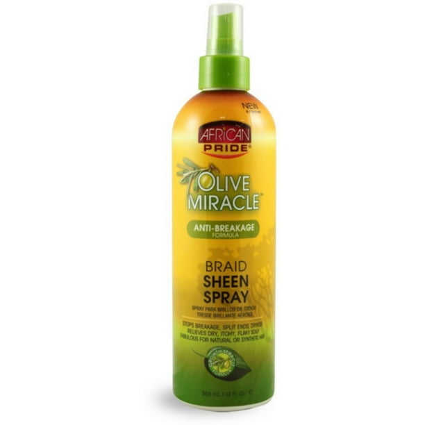 African Pride Olive Miracle Braid Sheen Spray, 12 oz (Pack of 3 ...