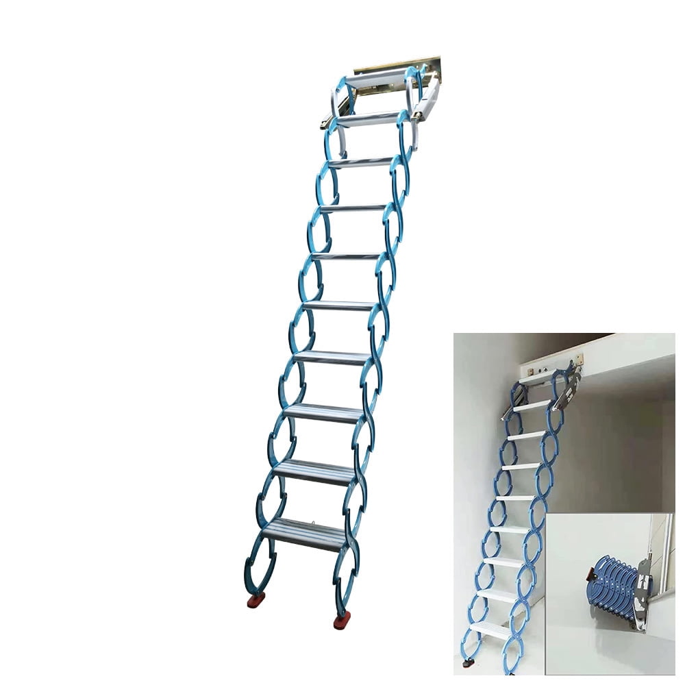 INTSUPERMAI Narrow Wall Mounted Folding Ladder Loft Stair 12 Steps ...