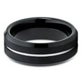 8mm Black Brushed Tungsten Carbide Ring Polished Silver Groove Custom ...