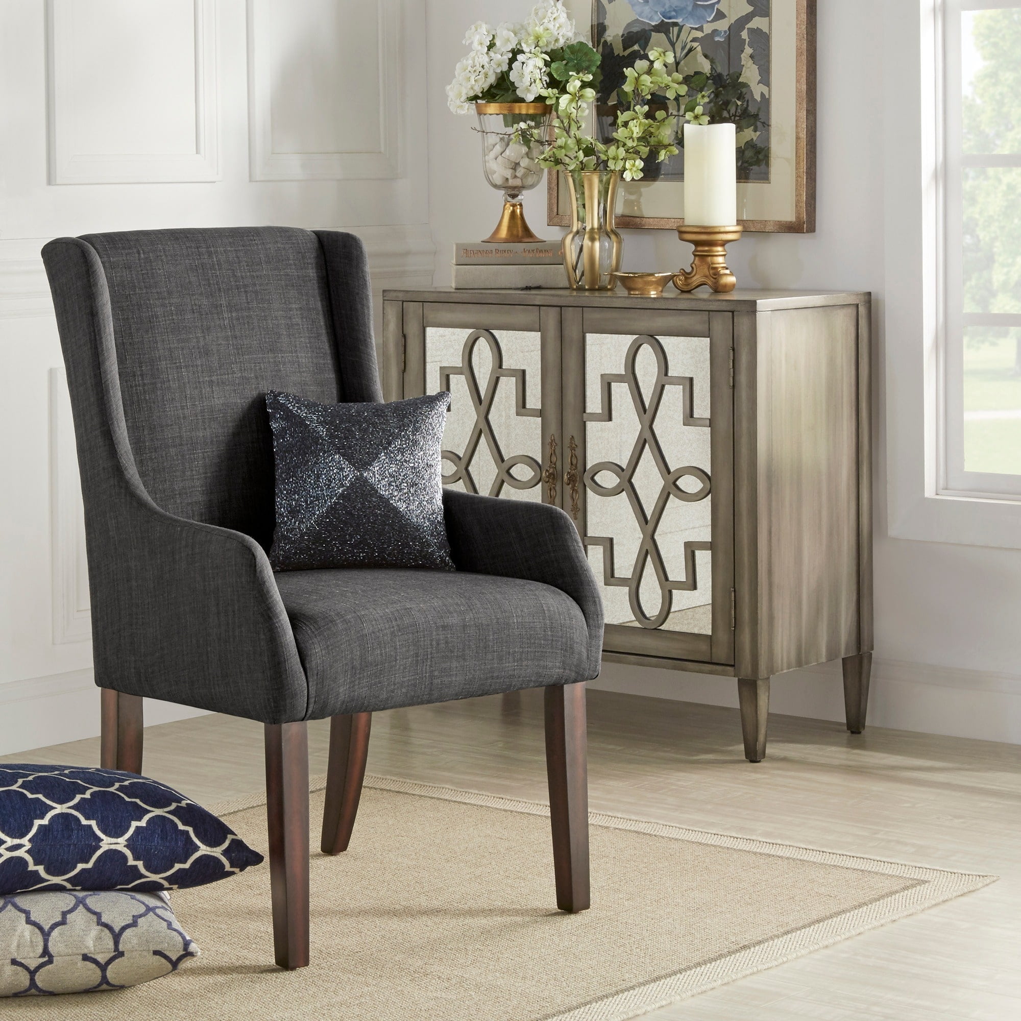 INSPIRE Q Jourdan Linen Sloped Arm Hostess Chair by - Walmart.com