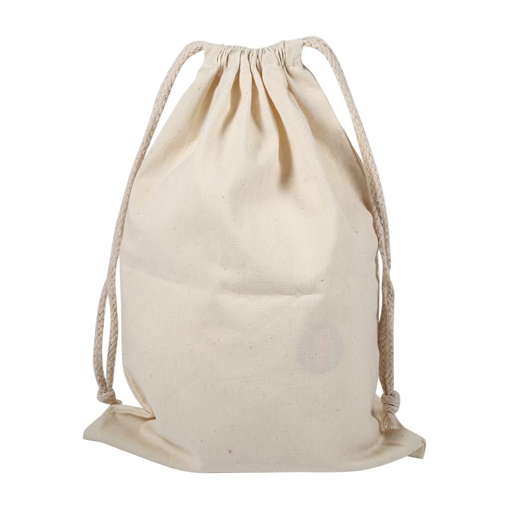 Otviap Household Plain Cotton Drawstring Storage Laundry Sack Stuff Bag